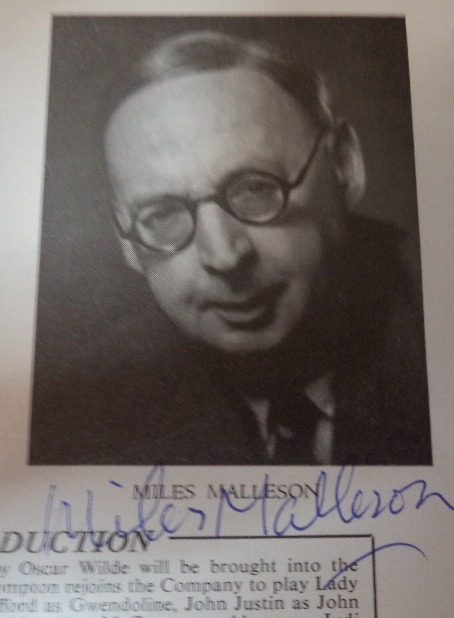 MILES MALLESON (1888 – 1969) Autograph, Hand Signed Programme 1959 ...