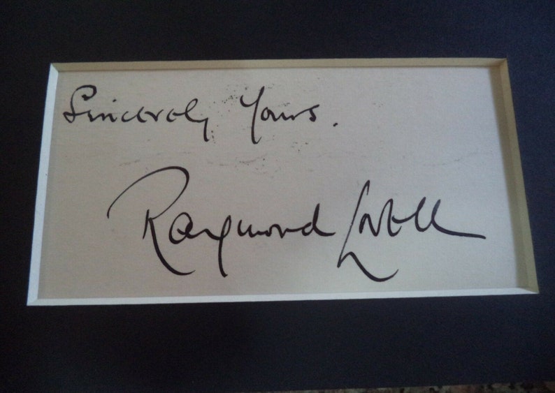 RAYMOND LOVELL (1900 – 1953) Autograph Mounted Display, Hand Signed ...