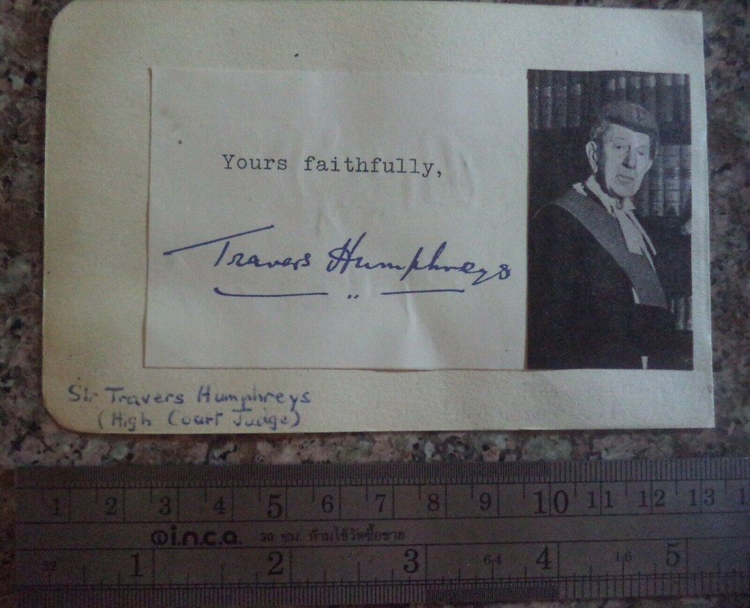 SIR TRAVERS HUMPHREYS 1867 1956 Autograph, Barrister/judge Oscar Wilde ...