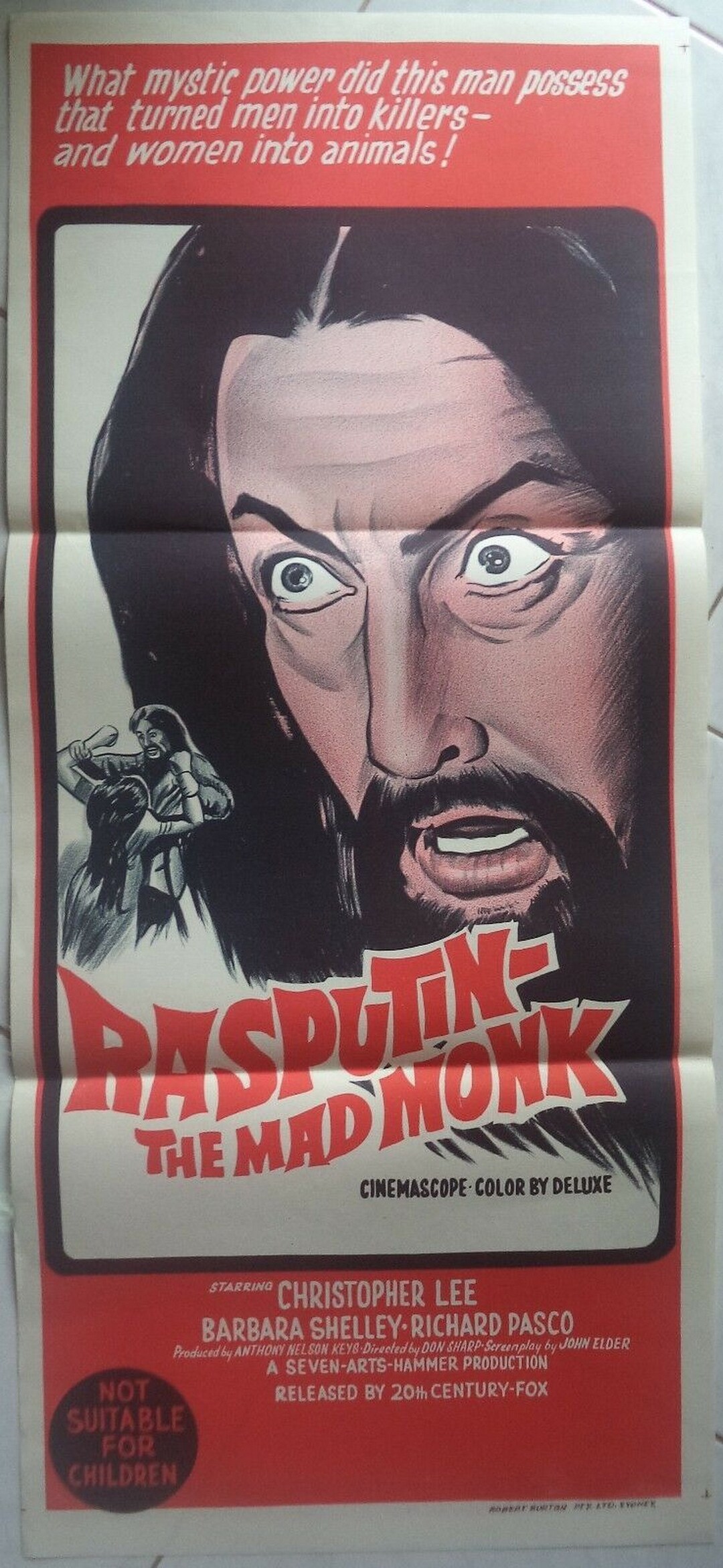 RASPUTIN: the MAD MONK (1966) Australian Daybill Poster Hand Litho ...
