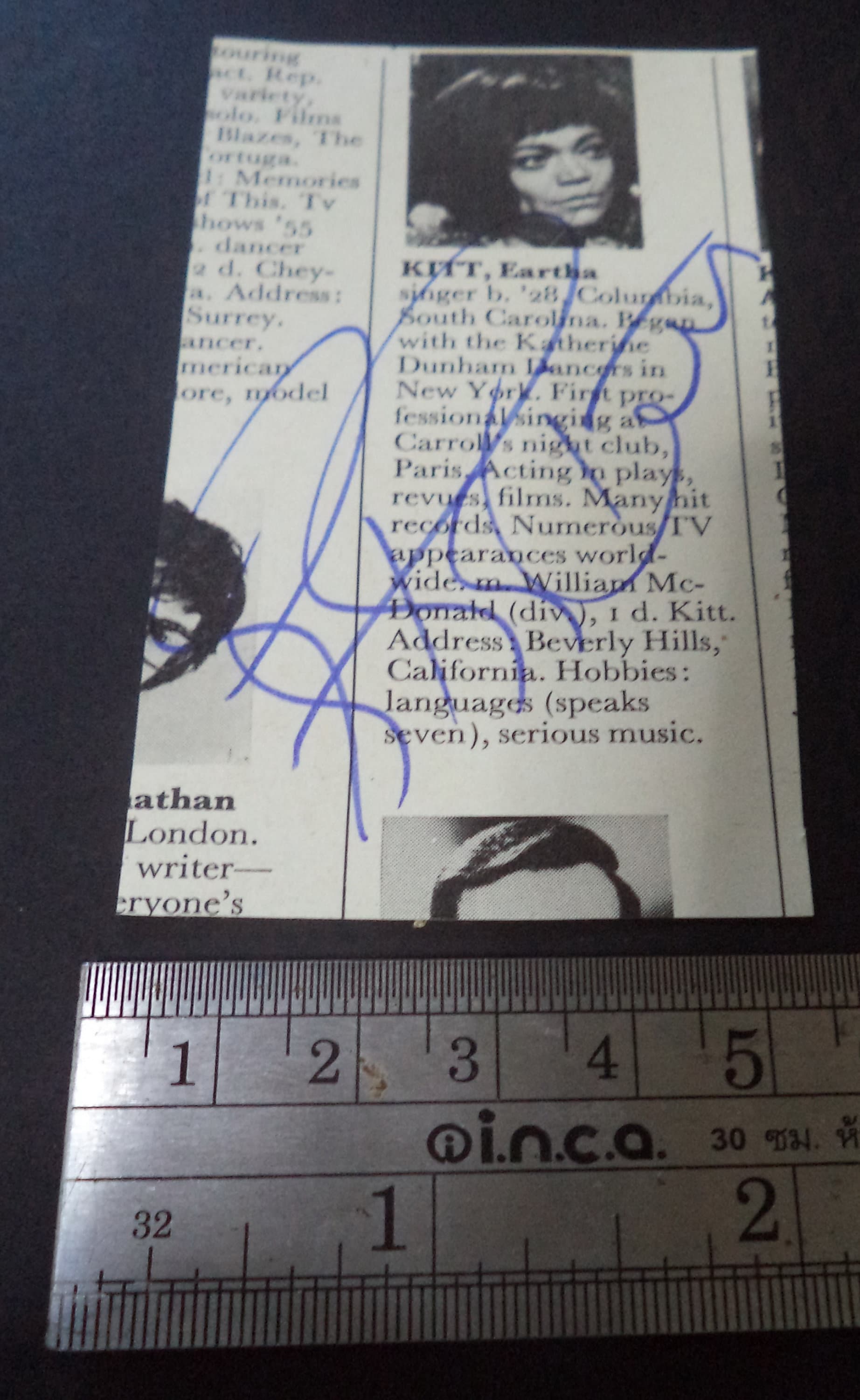 EARTHA KITT 1927 2008 Rare Signed Programme Cutting - Etsy