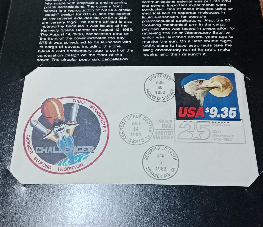 STS-8 Flight Cover USPS/NASA First Day Cover in Folder 1983 Stamps ...