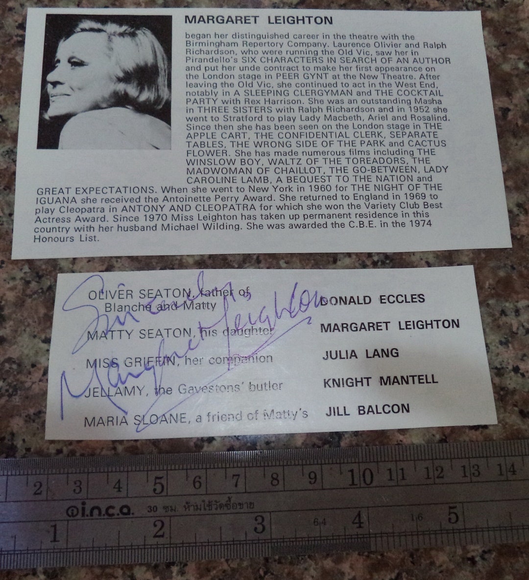 MARGARET LEIGHTON (1922 – 1976) Autograph, Hand Signed on Programme ...