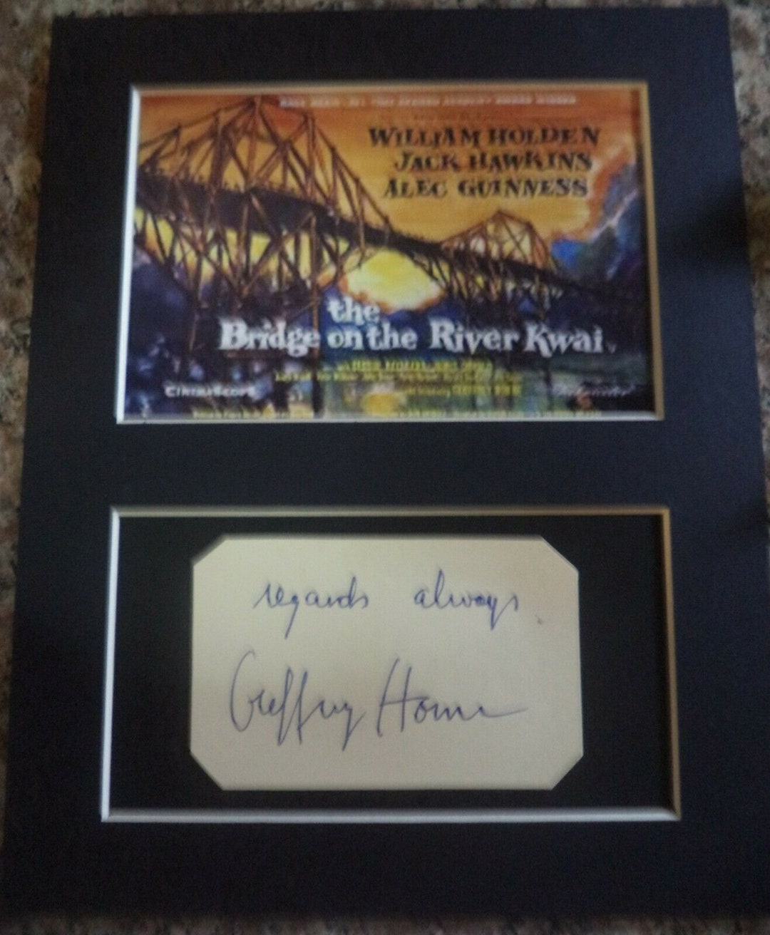 GEOFFREY HORNE Autograph Mounted Display, Hand Signed Card, 1957 Film ...