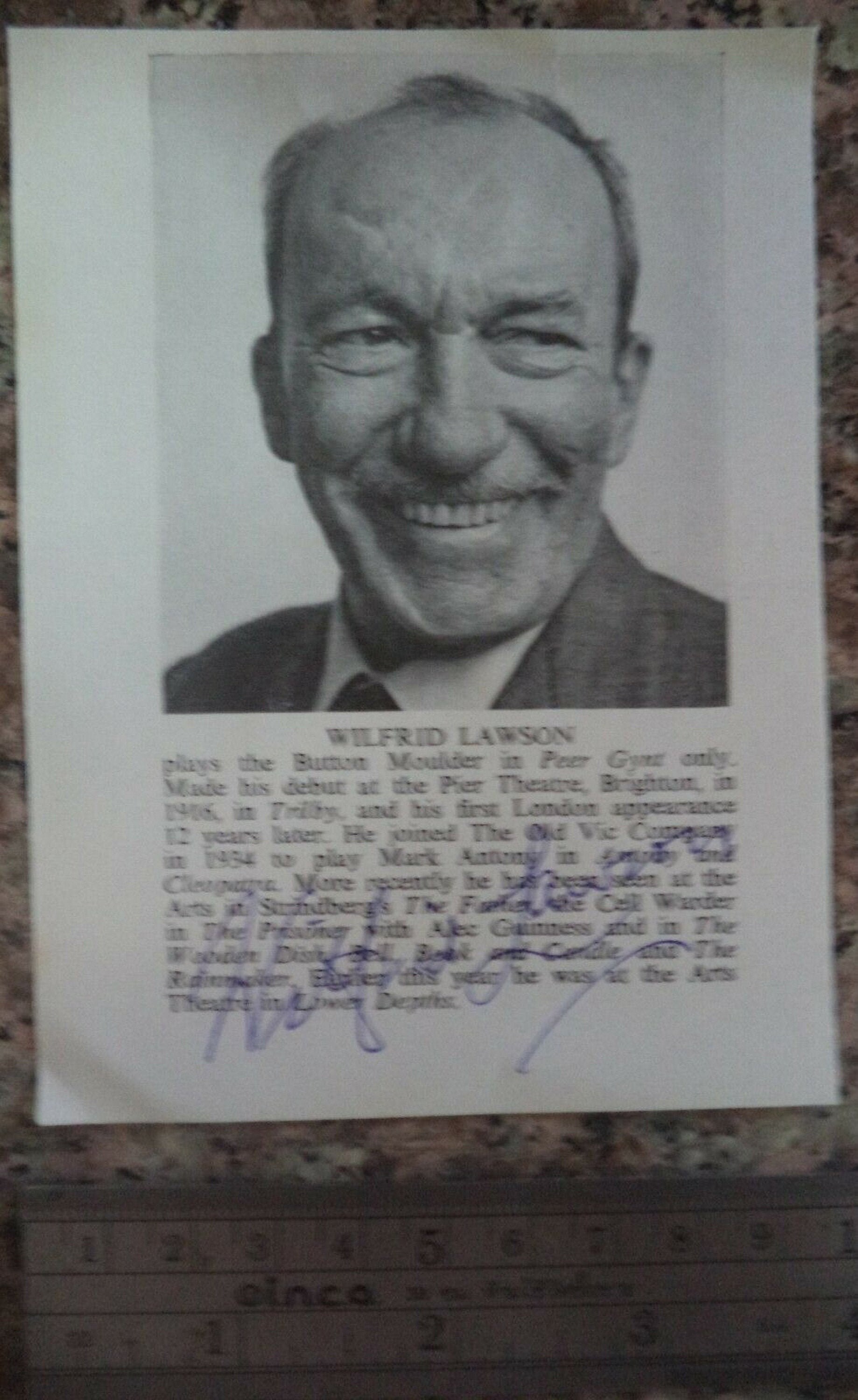 WILFRID LAWSON (1900 – 1966) Autograph, Hand Signed on a Cut 1962 ...