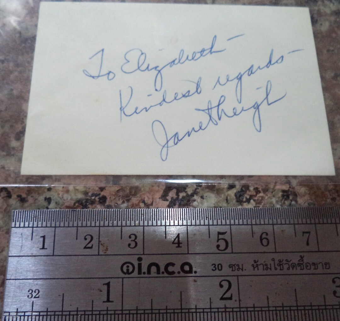 JANET LEIGH (1927 – 2004) Autograph, Hand Signed Card, Was in Hitchcock ...
