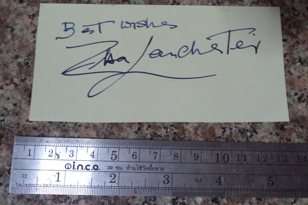 ELSA LANCHESTER 1902 1986 Autograph, Hand Signed in Ink on a Vintage ...