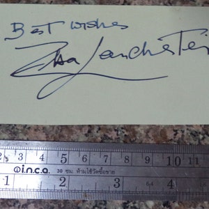 ELSA LANCHESTER 1902 1986 Autograph, Hand Signed in Ink on a Vintage ...