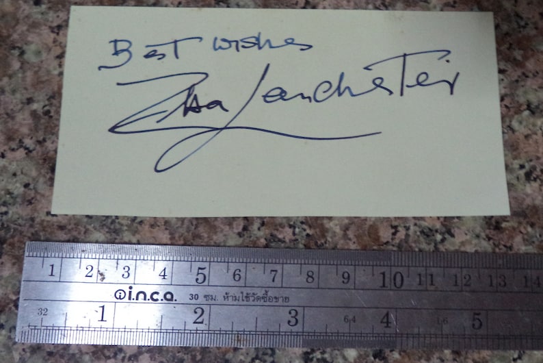 ELSA LANCHESTER 1902 1986 Autograph, Hand Signed in Ink on a Vintage ...