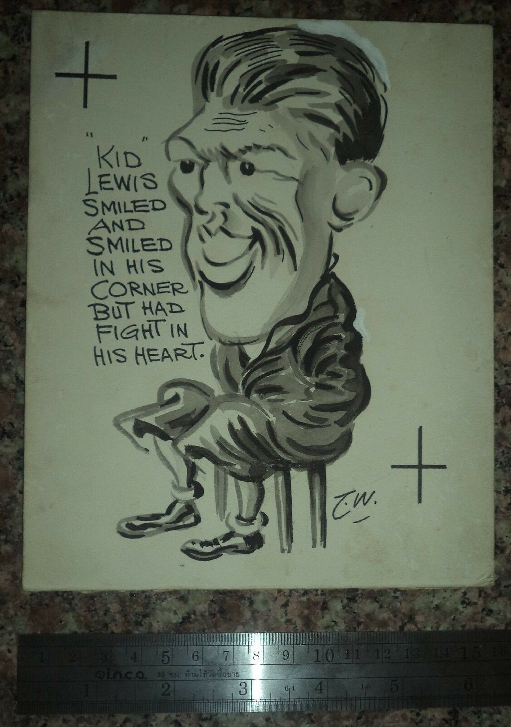 Ted Kid Lewis Boceto original con iniciales de Boxer del dibujante TOM ...