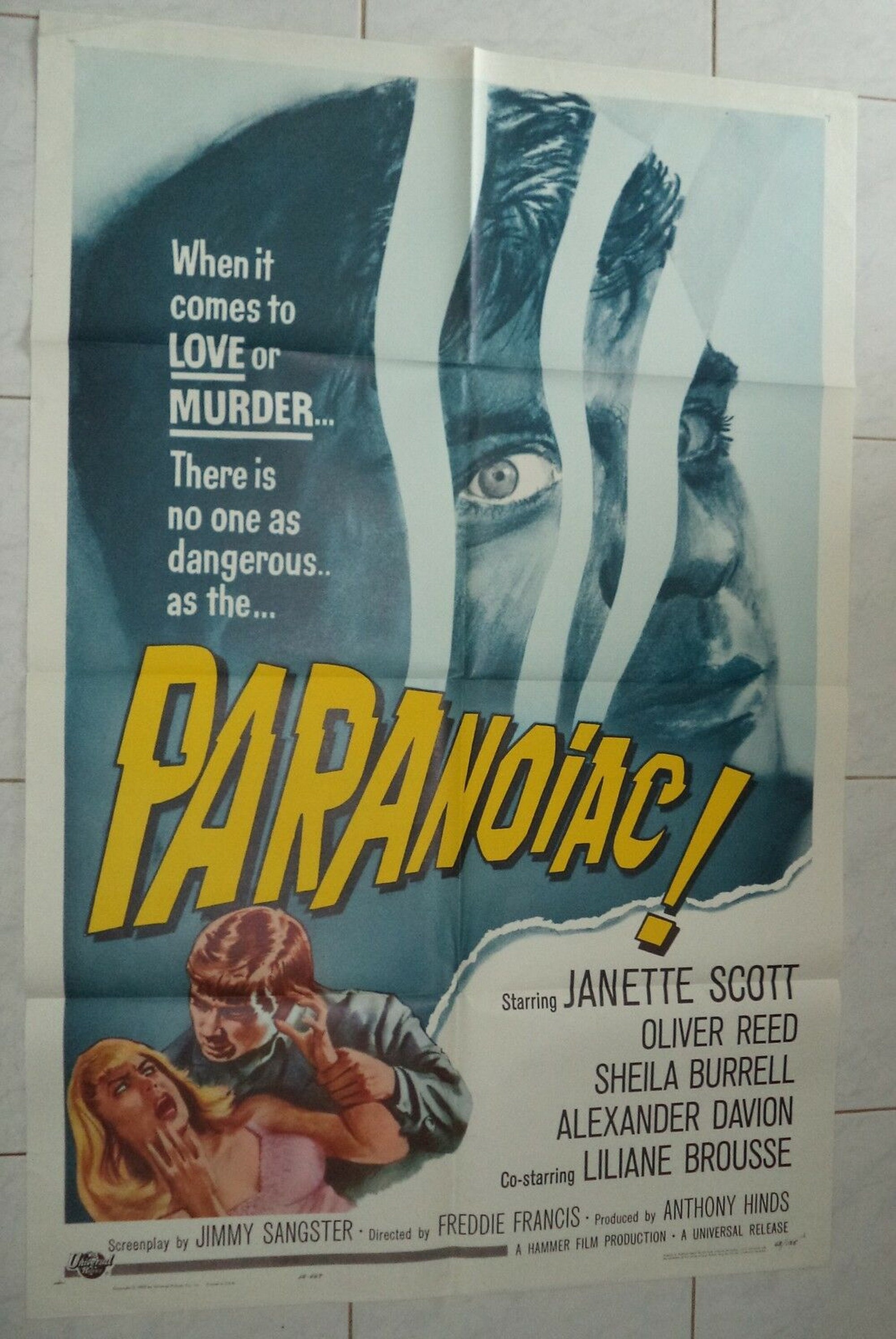 PARANOIAC (1963) HAMMER US One Sheet Poster #63/125 - 63/567 Freddie ...
