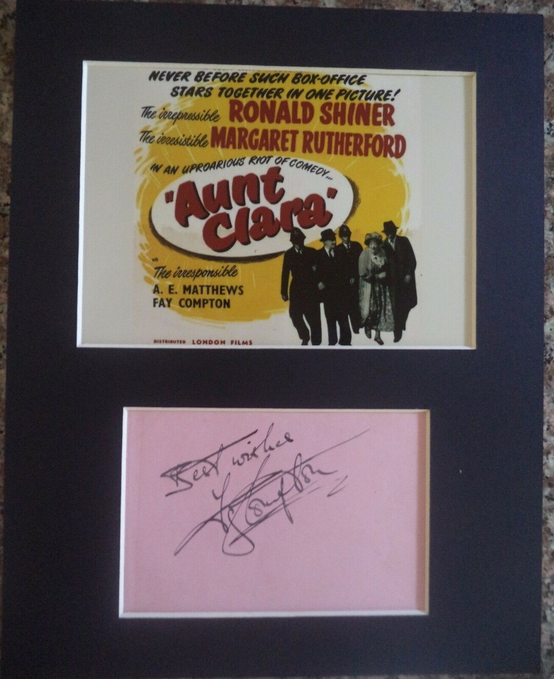 FAY COMPTON (1894 – 1978) Autograph Mounted Display, Hand Signed Page ...
