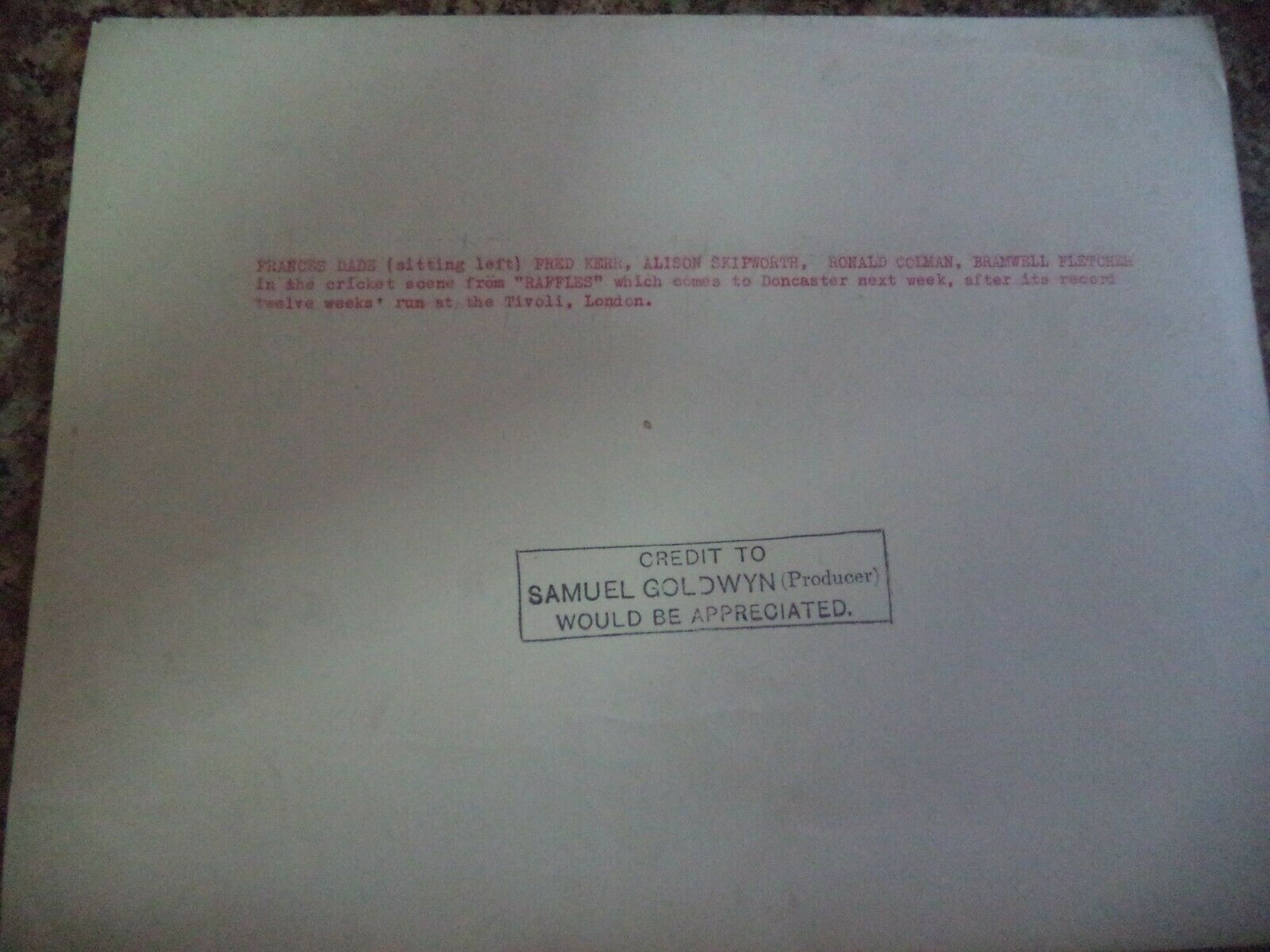 RONALD COLMAN (1891 – 1958) Autograph, Hand Signed on a UK Press Photo ...