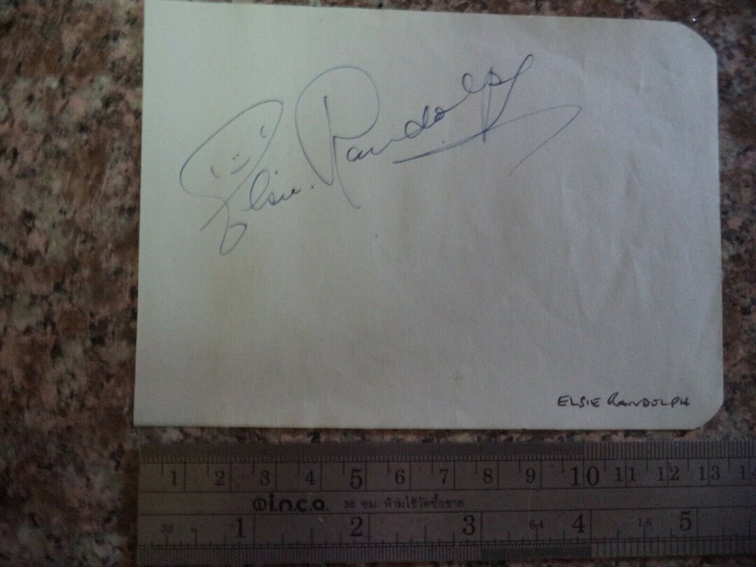 ELSIE RANDOLPH 1904 1982 Autograph Hand Signed Page Was - Etsy