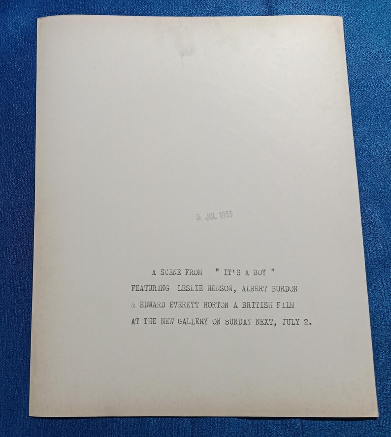 IT' S A BOY (1933) Original English Double Weight Press Still Leslie ...