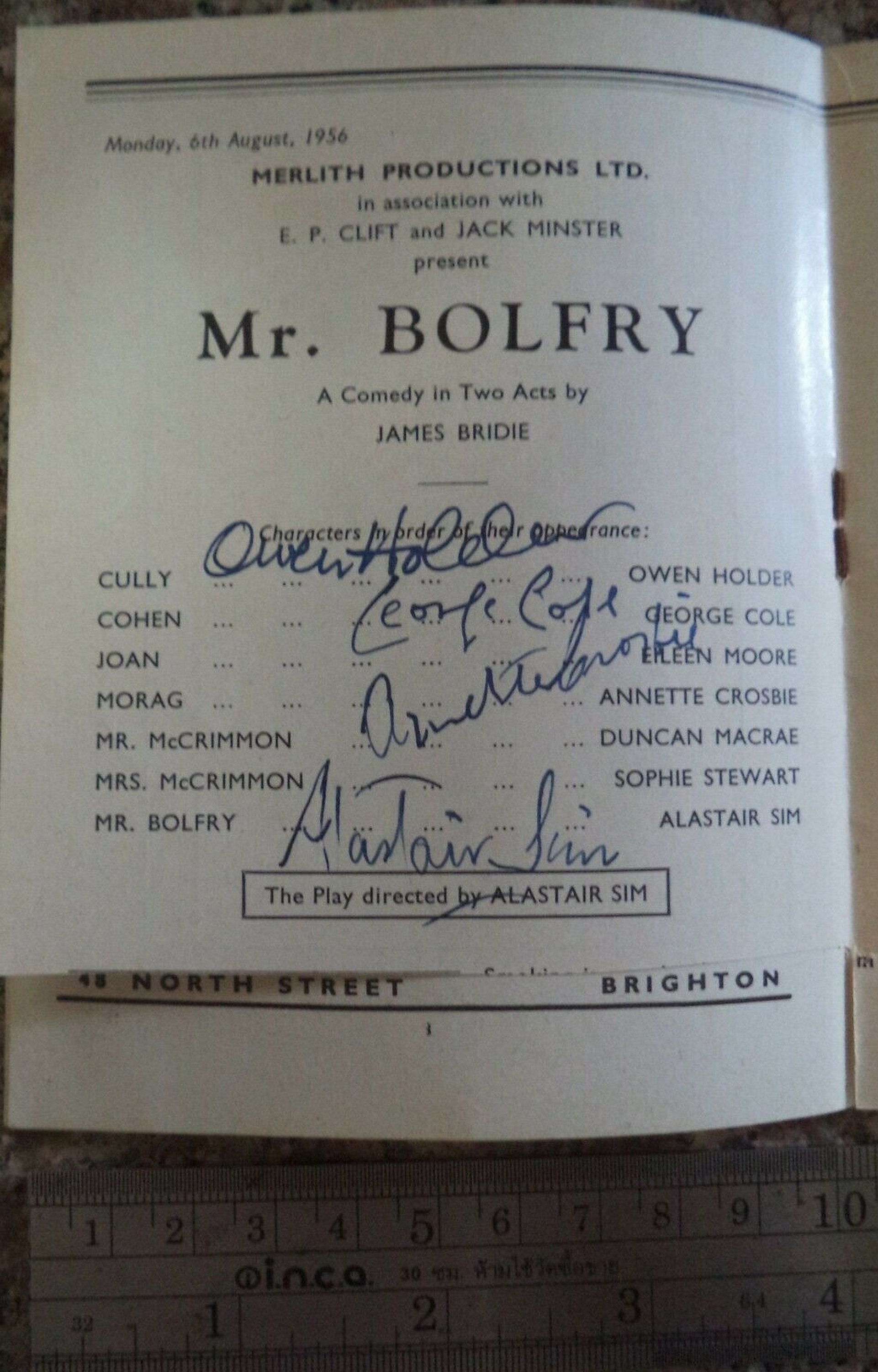 ALASTAIR SIM (1900 - 1976), George Cole and Others Autographs, Hand ...