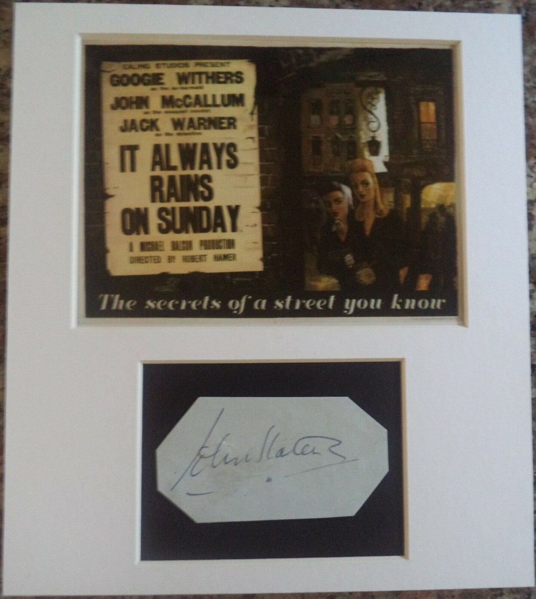JOHN SLATER (1916 – 1975) Mounted Autograph Display, Was in EALING Film ...