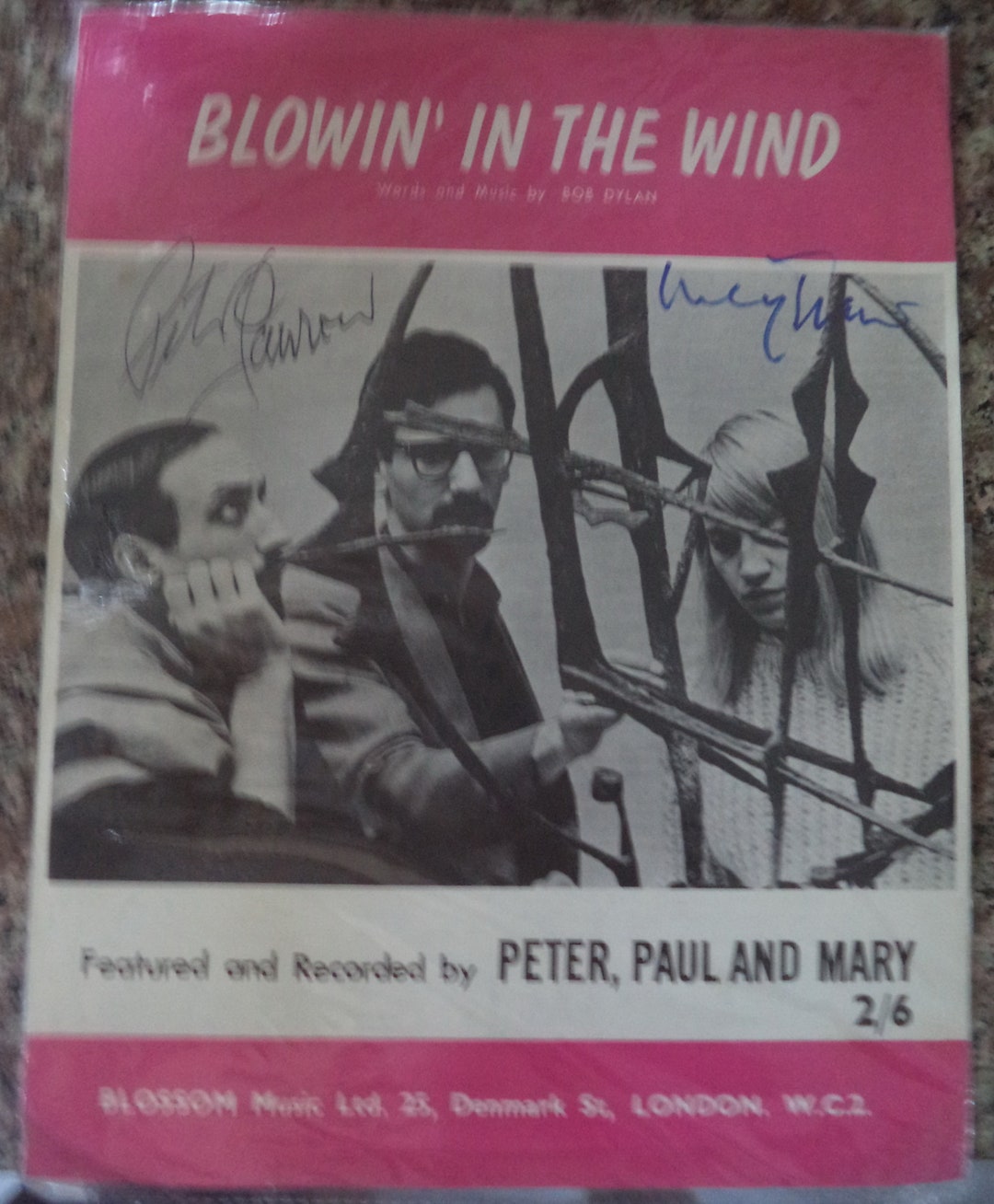 MARY TRAVERS (1936 – 2009) and Peter YARROW Autographs, Hand Signed on ...