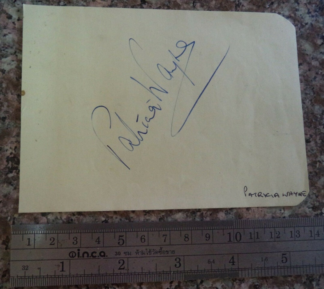 PATRICIA WAYNE 1926 1974 Autograph, Hand Signed Page, Was in Hitchcock ...