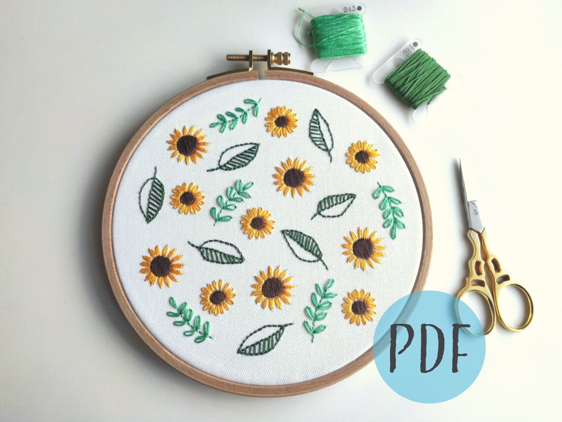 Sunflower PDF Embroidery Pattern, Instant Download, Embroidery Pattern ...