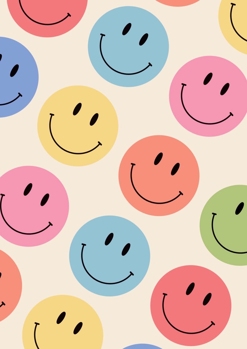 Smiley Face Art Print Rainbow Smiles Poster Colourful - Etsy UK