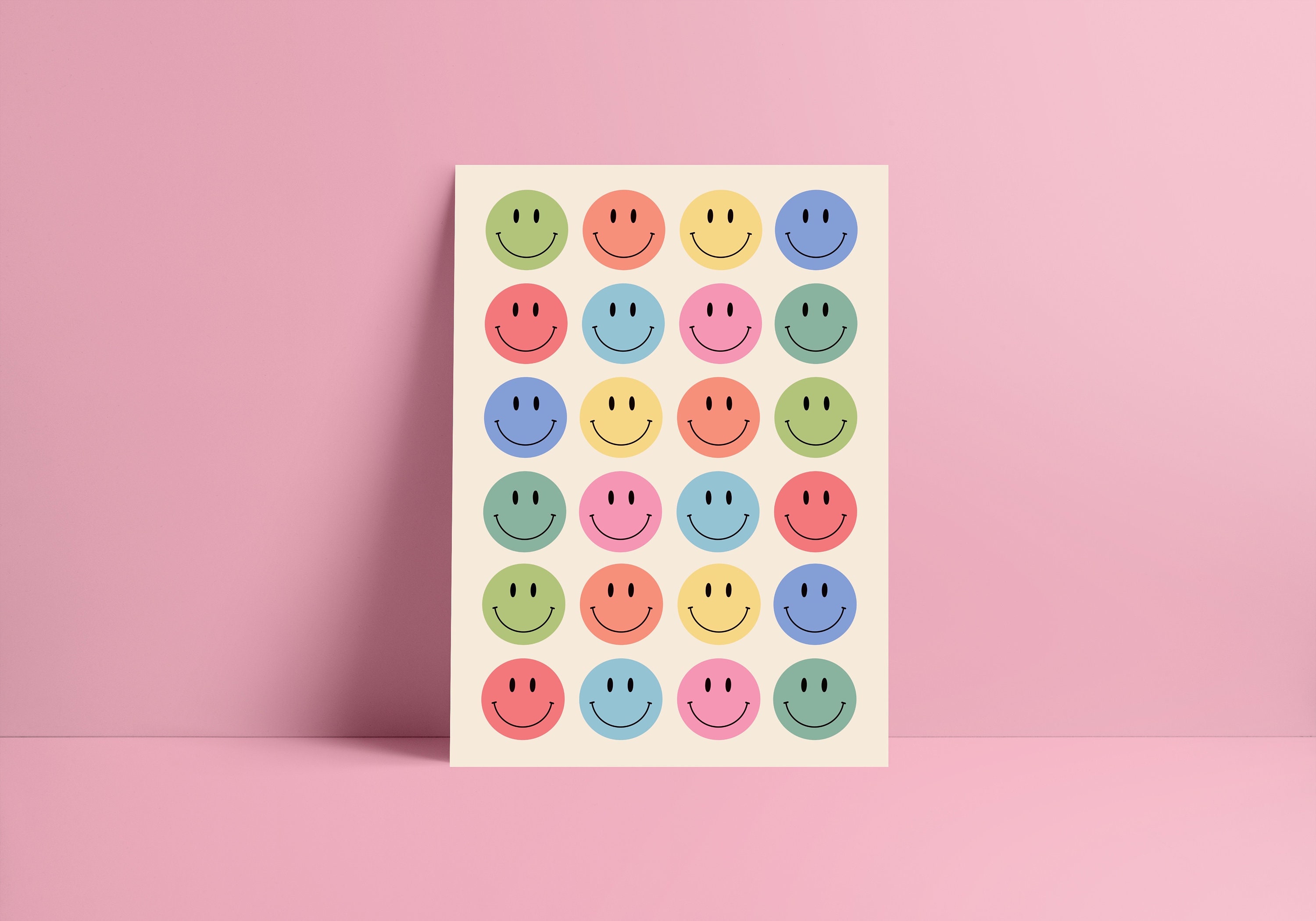 Smiley Face Art Print Rainbow Smiles Poster Colourful - Etsy UK