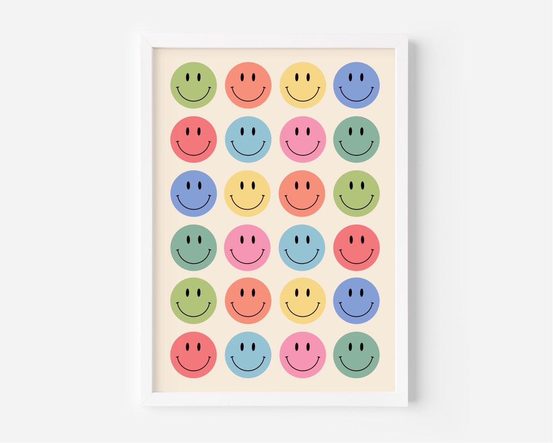 Smiley Face Art Print | Rainbow Smiles Poster | Colourful Print | A4 ...