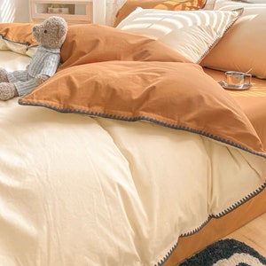 Orange Morandi Duvet Cover Set Fresh Flower Boho Bedding Set - Etsy