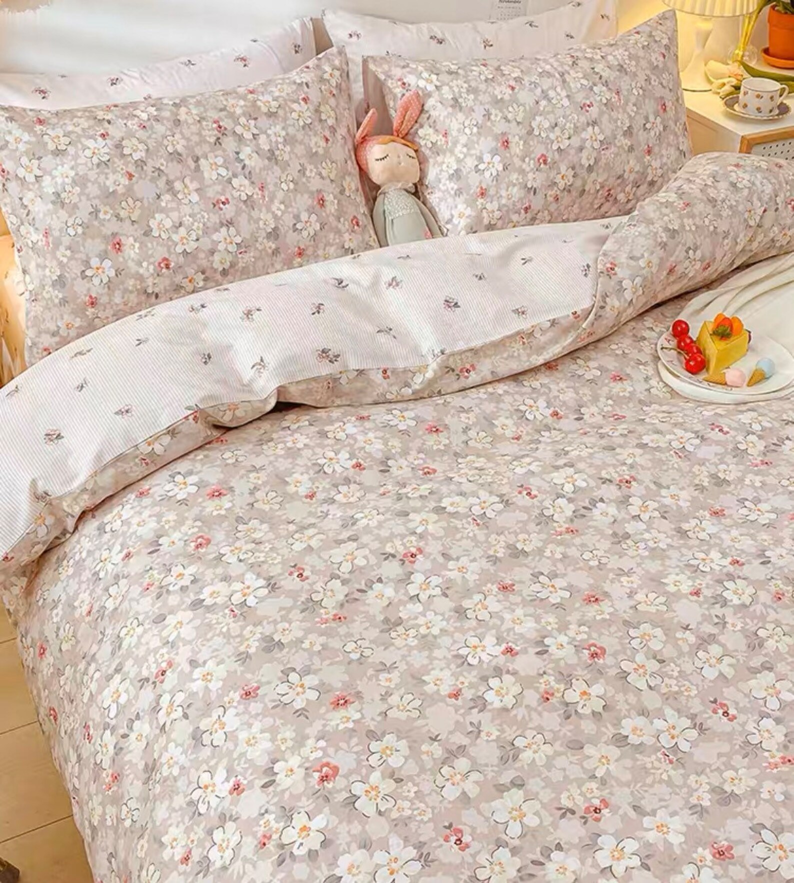 Pink Floral Ruffles Duvet Cover Set French Cute Girl Bedding - Etsy