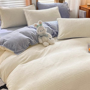 Blue Velvet Duvet Cover Set Morandi Boho Bedding Set - Etsy