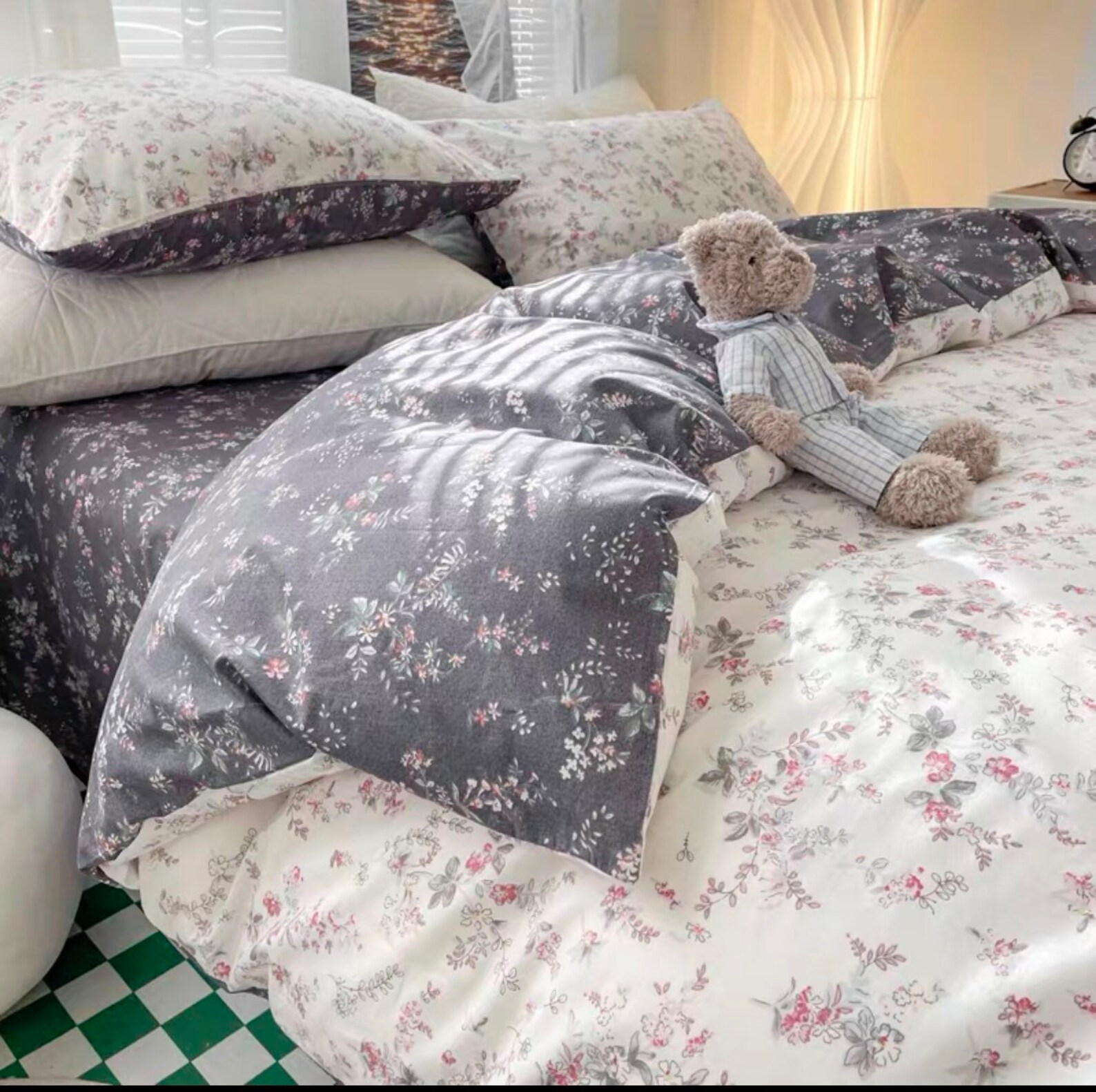 Purple Pink Floral Duvet Cover Set Minimalist Bedding Set - Etsy Canada