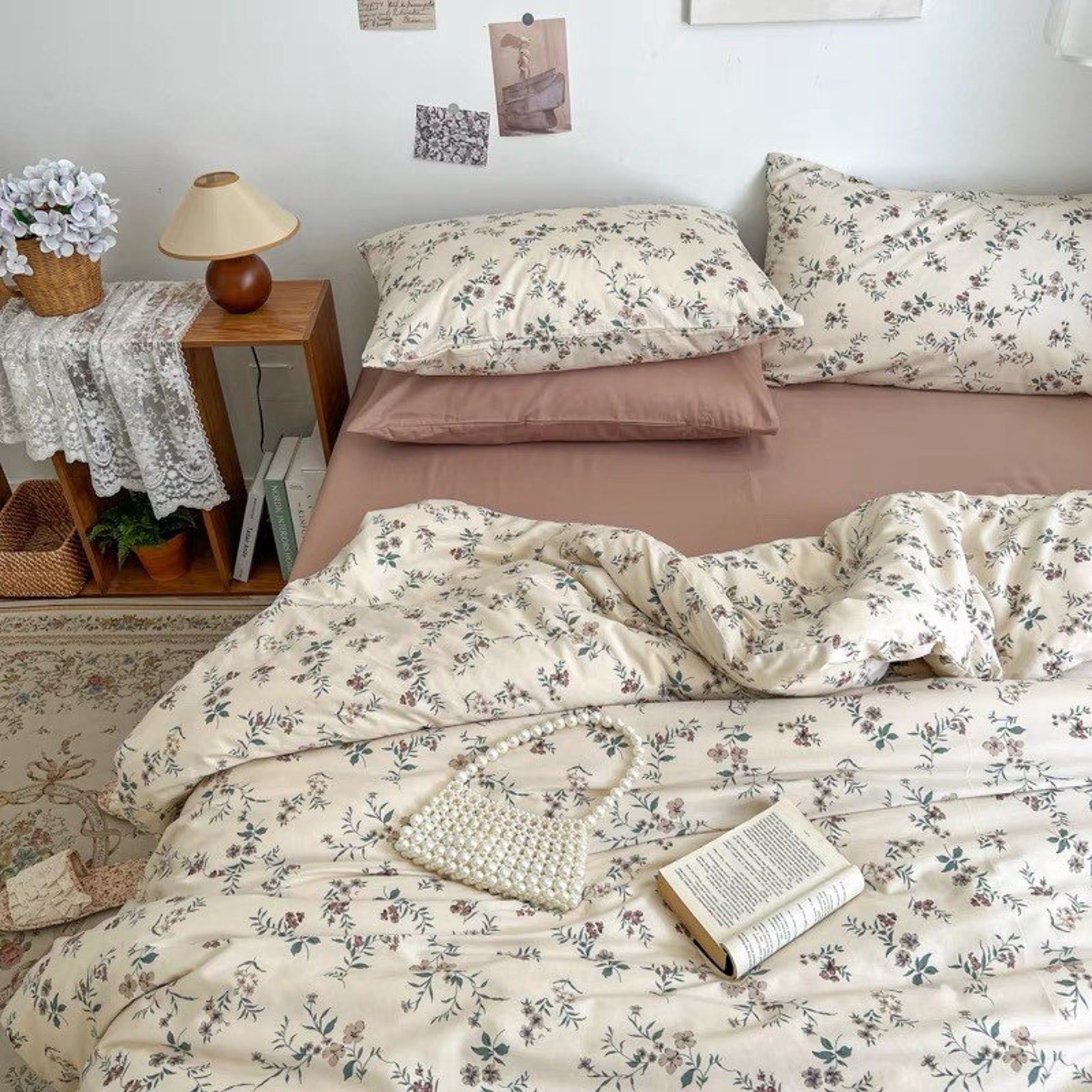 Brown Duvet Cover Set Fresh Floral Bedding Set Cute Bedding - Etsy