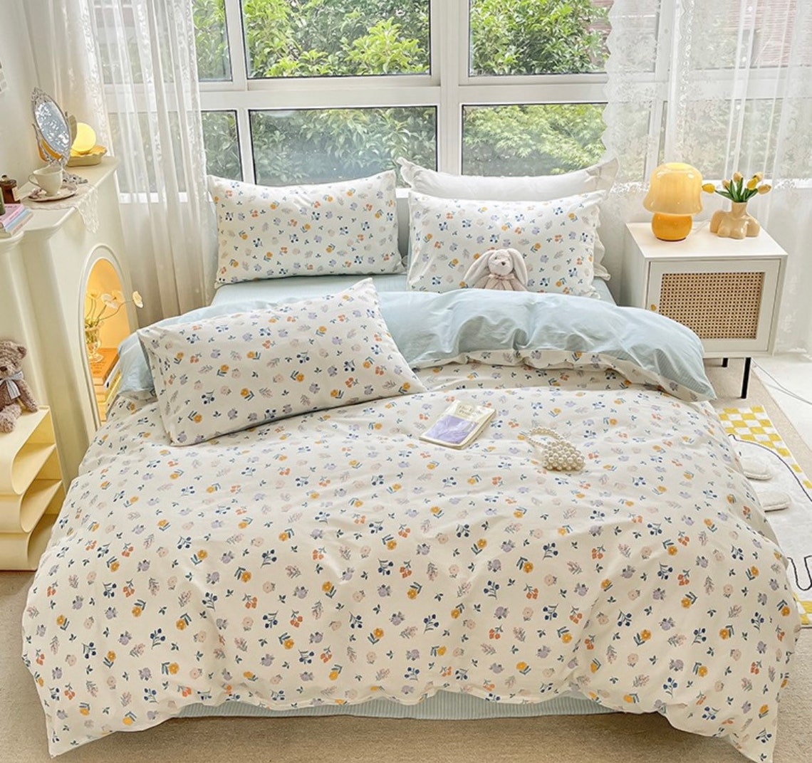 Blue Cottagecore Duvet Cover Set Cotton Duvet Bedding Set - Etsy