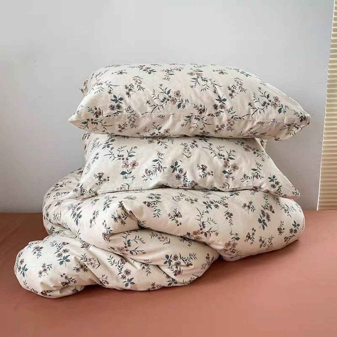 Brown Duvet Cover Set Fresh Floral Bedding Set Cute Bedding - Etsy