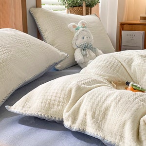 Blue Velvet Duvet Cover Set Morandi Boho Bedding Set - Etsy