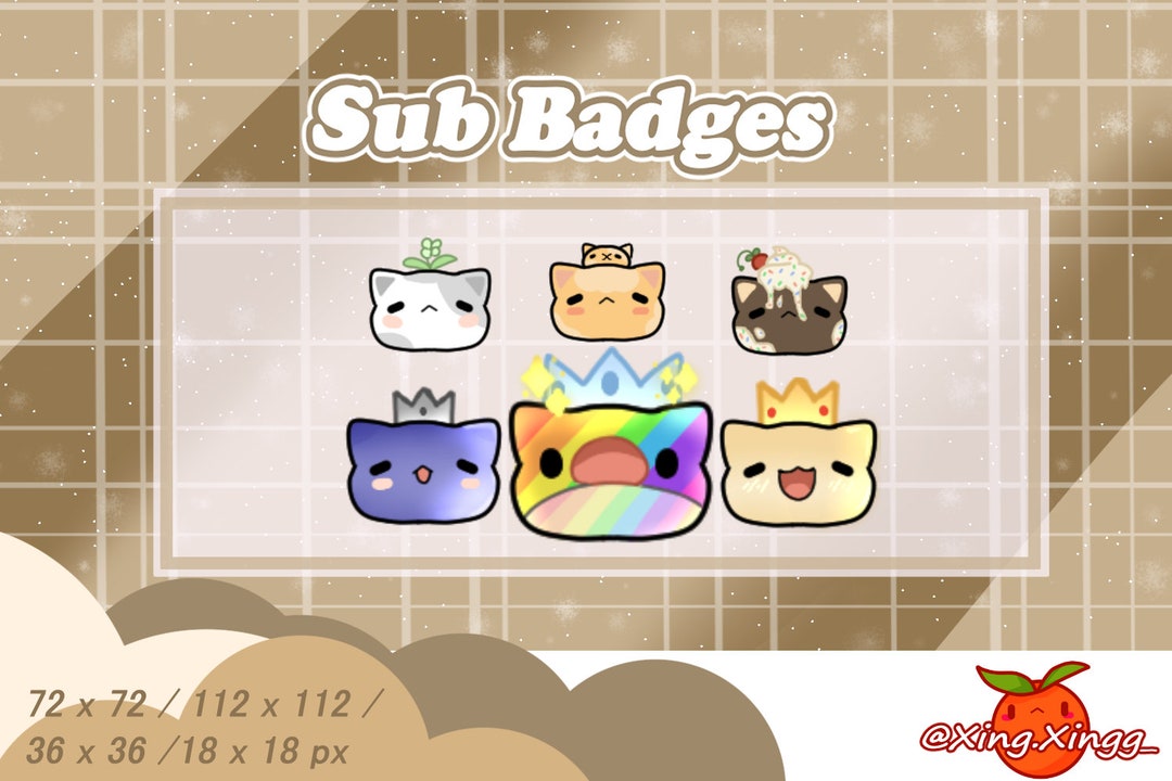 6x Cute Cat Sub Badges for Twitch - Etsy