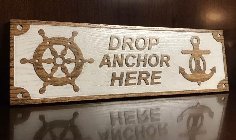 Carved Oak Wood Nautical Boat Dock Sign Maritime Wall Decor | Etsy