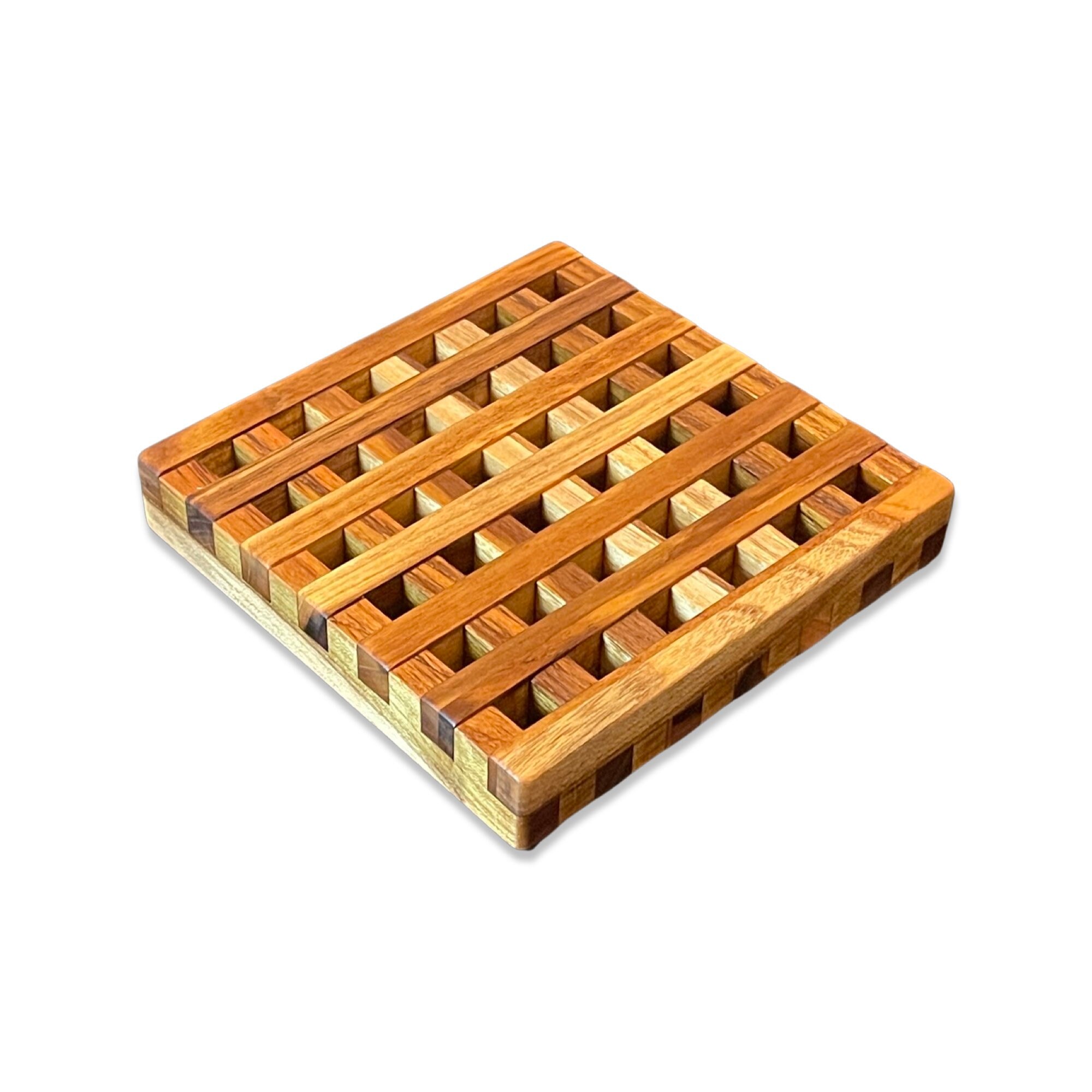 Handmade Teak Wood Trivet Pot Stand Interlocking Grid Style | Etsy