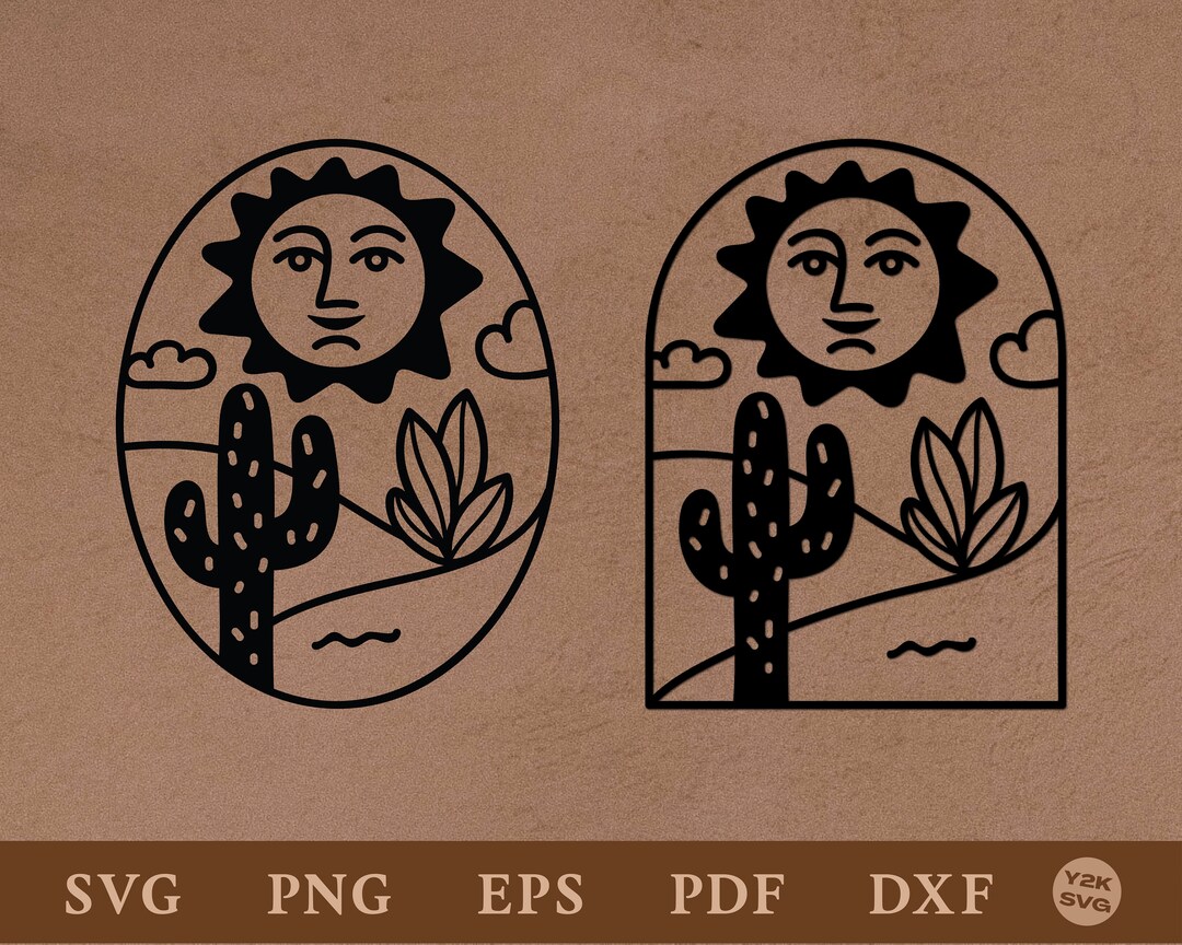 Sun and Cactus Desert Landscape | Svg Png Eps Dxf | Digital Download ...