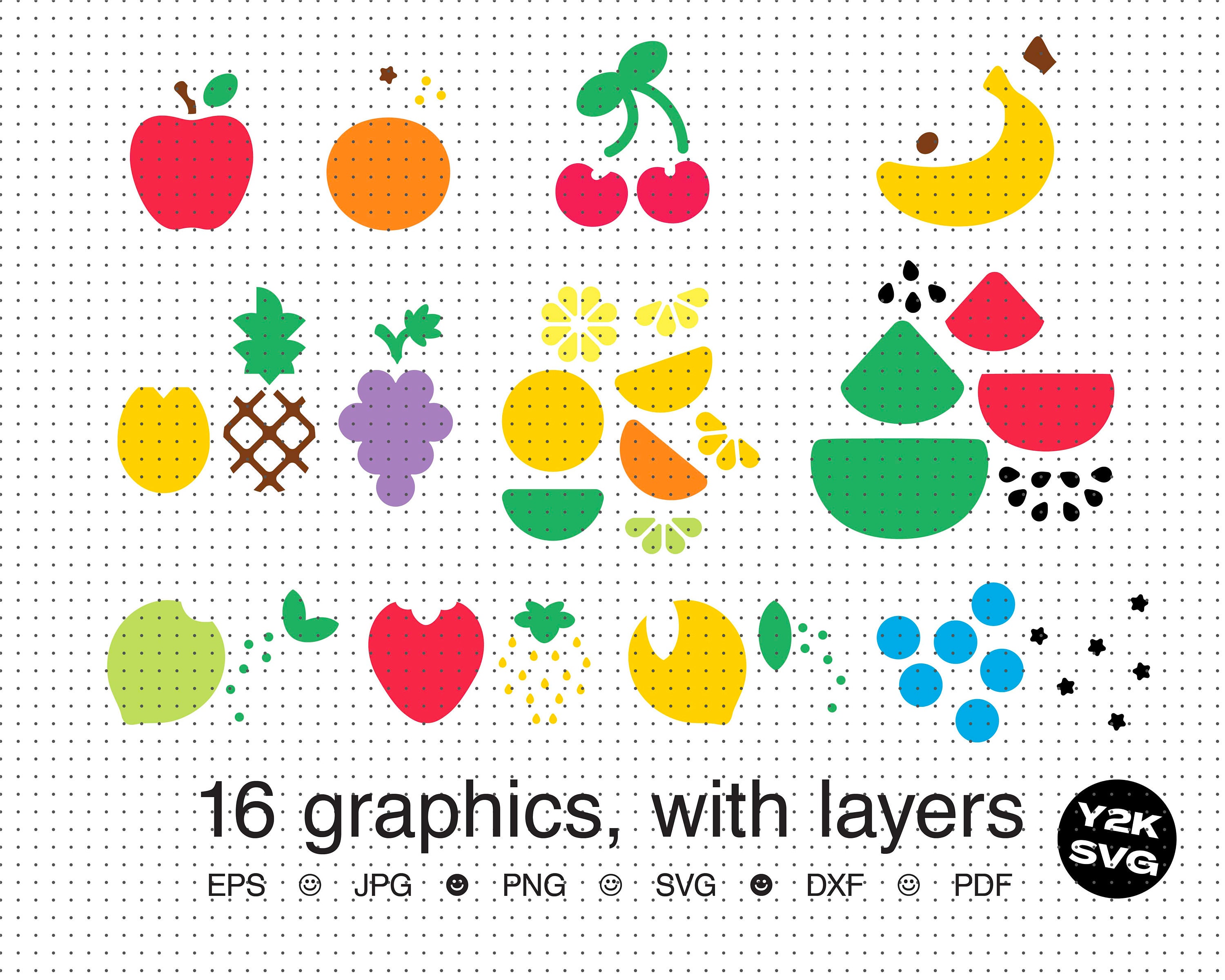 Summer Fruit Bundle Svg Png Eps Dxf Pdf Layered Digital - Etsy