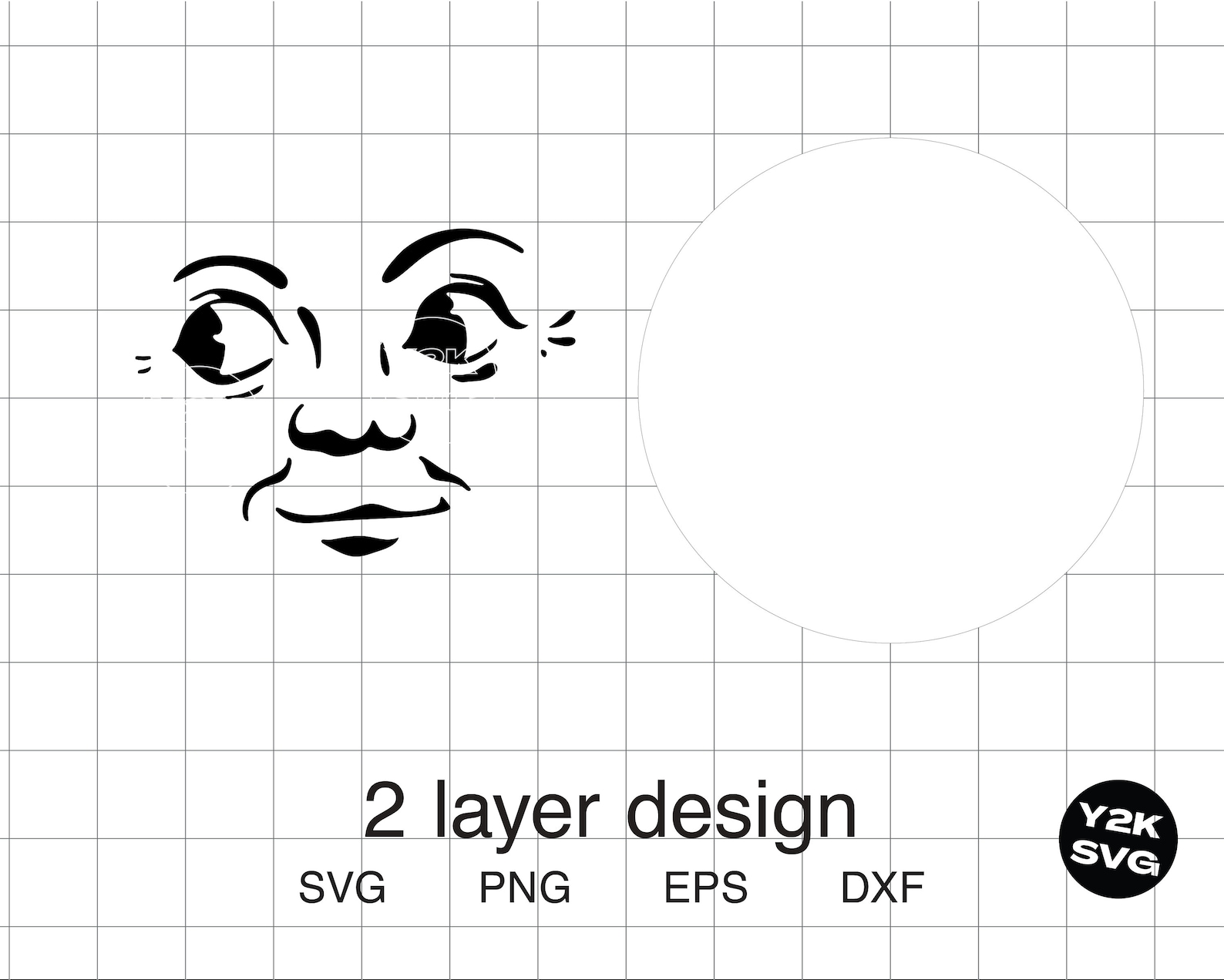 Man Moon Face SVG PNG Eps Dxf Digital Design Cut File for - Etsy