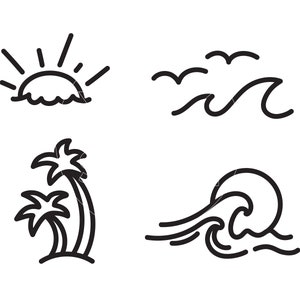 Beach Line Art Bundle | Svg Png Eps Dxf | Sea Ocean Outline | Design ...