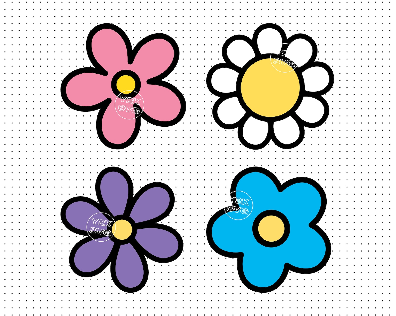 Flower Bundle | Digital Download | SVG PNG JPG | Cute Retro Summer ...