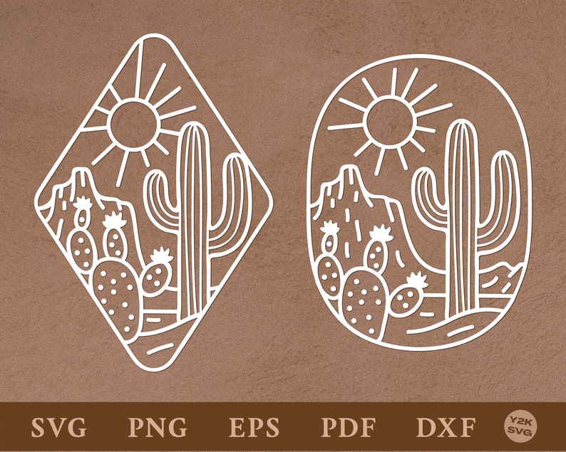 Cactus Bloom Desert Scene Svg Png Eps Dxf Digital Download - Etsy