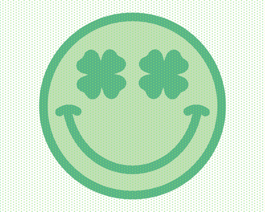 Clover Smiley Face | Png Svg Pdf | Digital Download | Retro | Shamrock ...