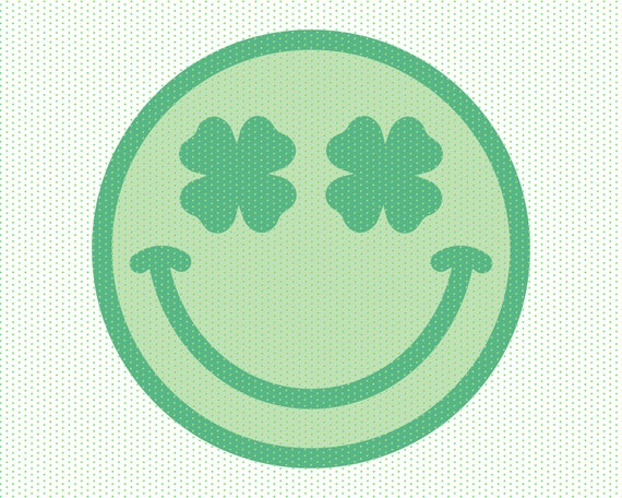Clover Smiley Face Png Svg Pdf Digital Download Retro - Etsy