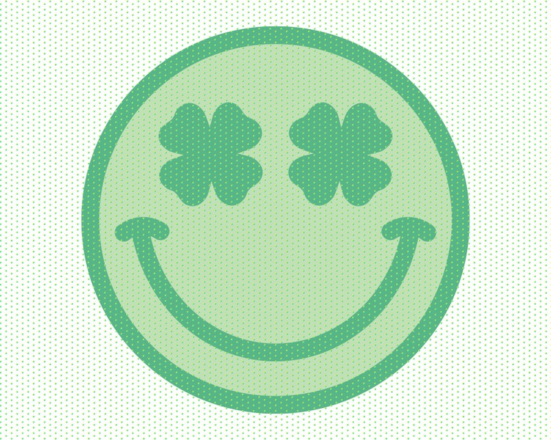 Clover Smiley Face Png Svg Pdf Digital Download Retro - Etsy
