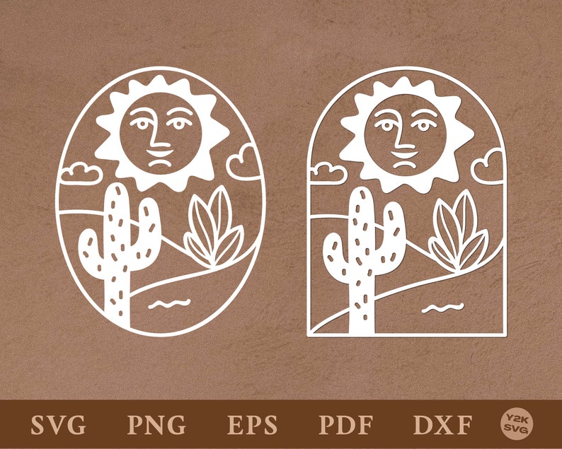 Sun and Cactus Desert Landscape Svg Png Eps Dxf Digital - Etsy