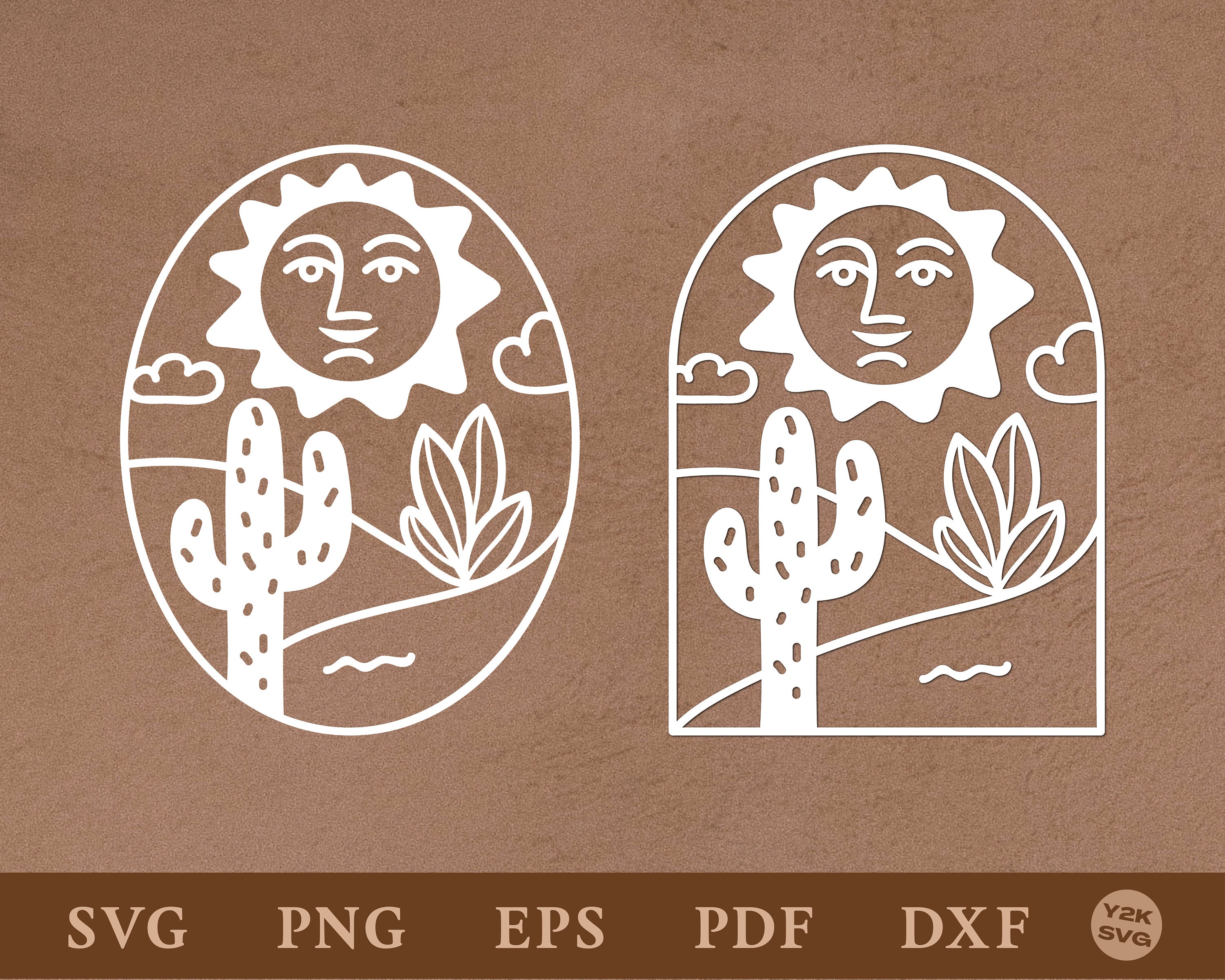 Sun and Cactus Desert Landscape Svg Png Eps Dxf Digital - Etsy