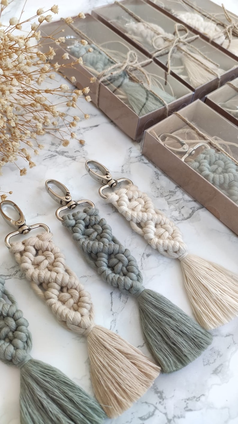 Personalized Keychain Macrame Keychain Wedding Gift Custom - Etsy